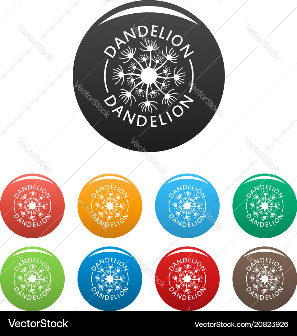 Delicate dandelion logo icons set color Royalty Free Vector