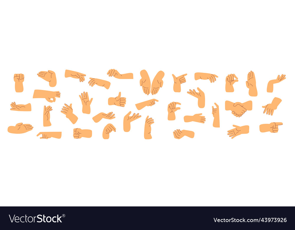 Different hand gestures set Royalty Free Vector Image