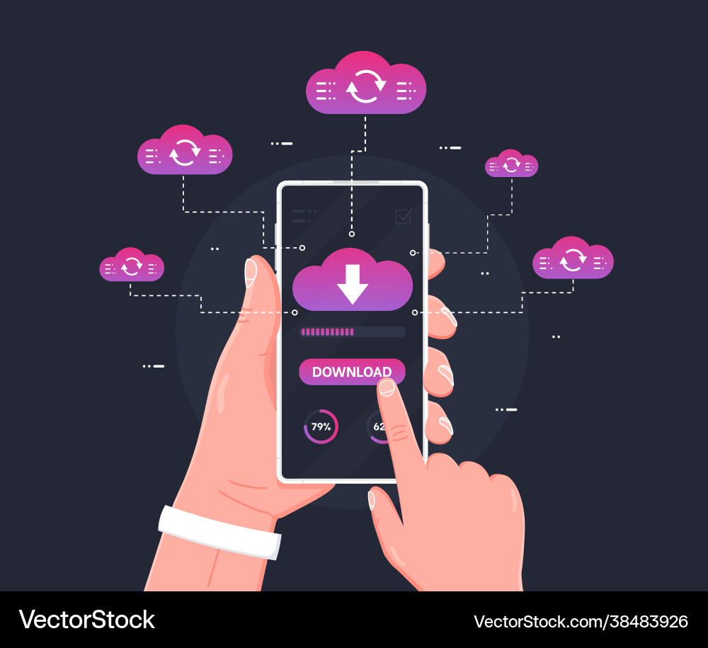 Download data from cloud storage Royalty Free Vector Image