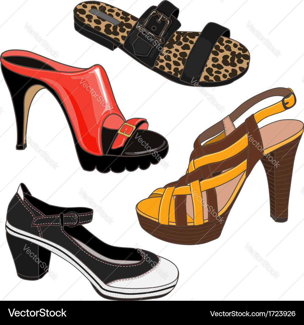 Fashion shoes set Royalty Free Vector Image - VectorStock