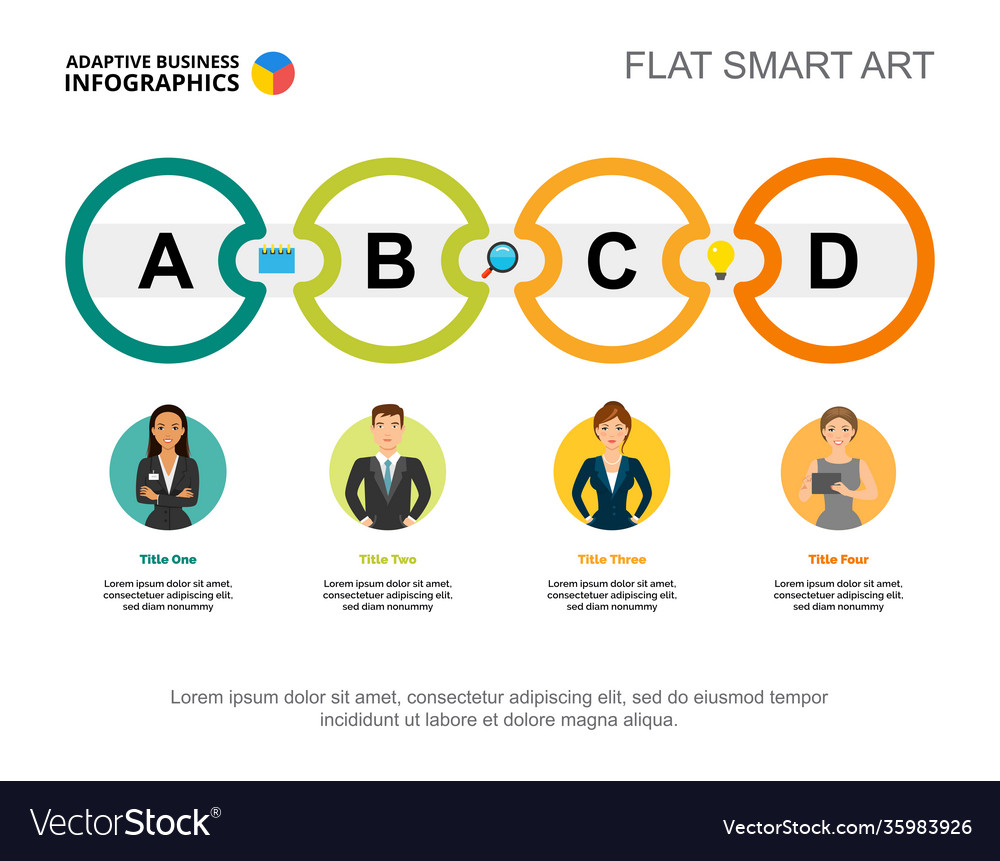 Four connected circles process chart template Vector Image