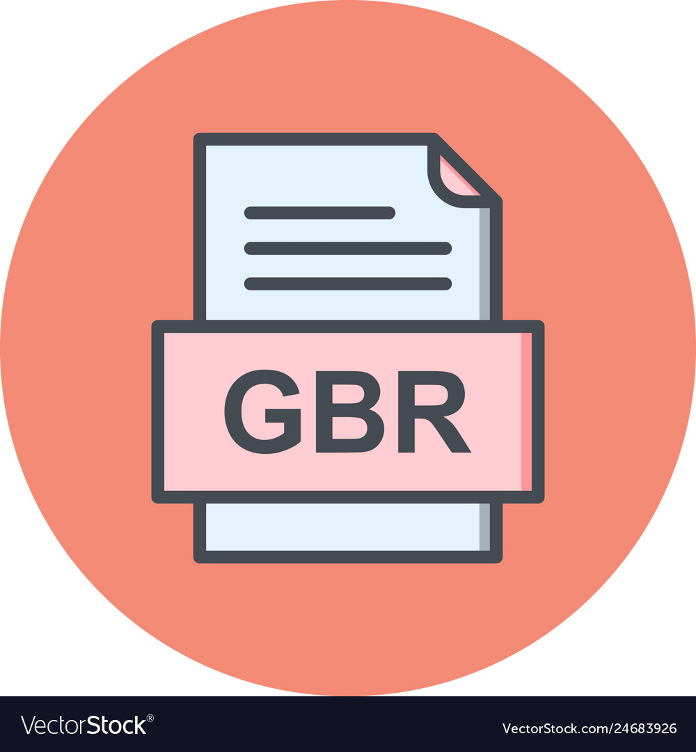 Gbr file document icon Royalty Free Vector Image