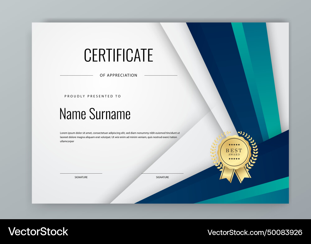 Green and blue professional modern award Vector Image