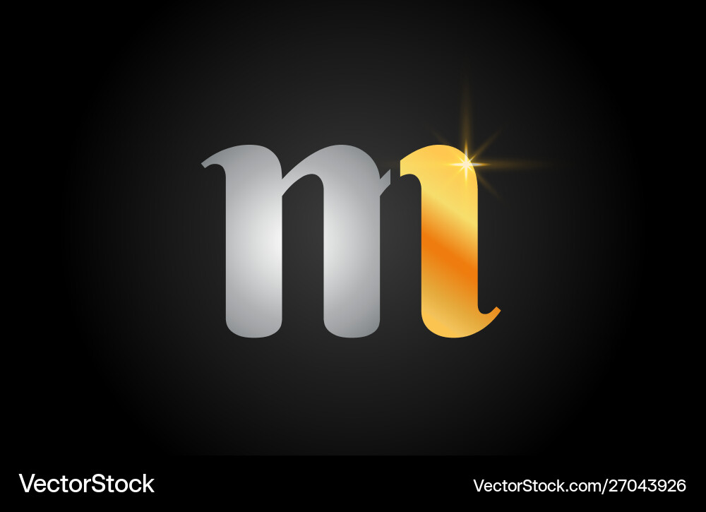 M gold alphabet letter logo design suitable Vector Image