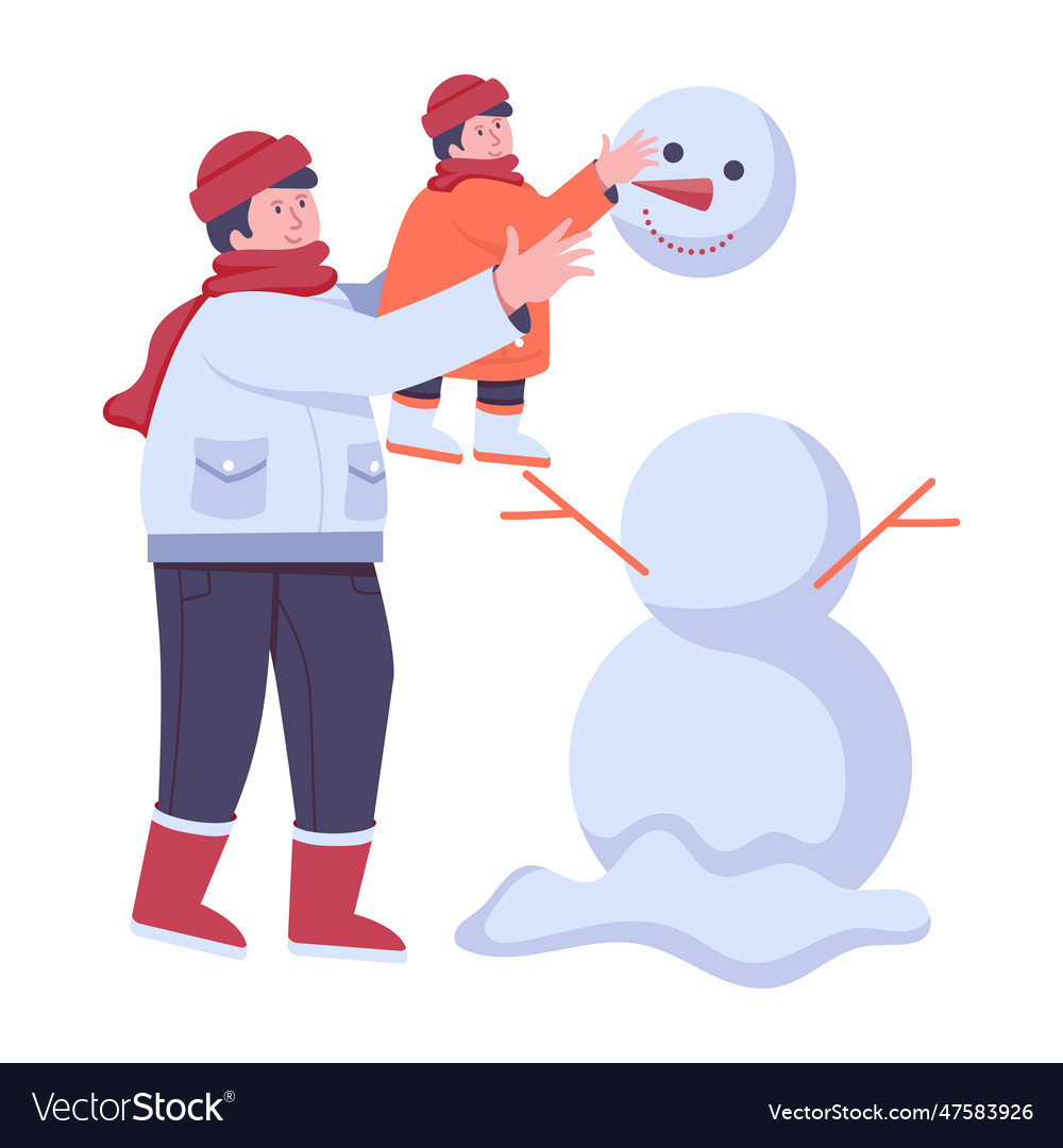 Making snowman Royalty Free Vector Image - VectorStock