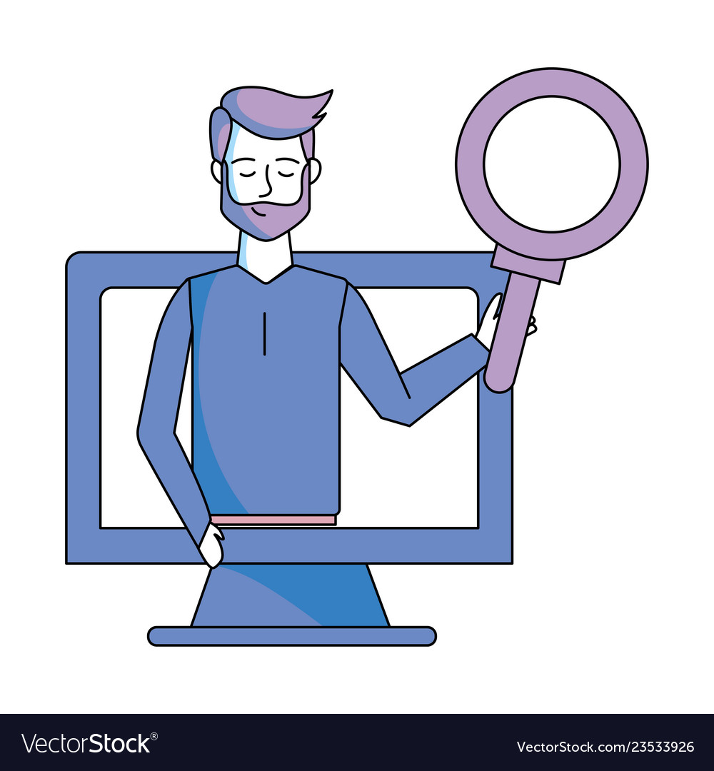 Man with computer Royalty Free Vector Image - VectorStock