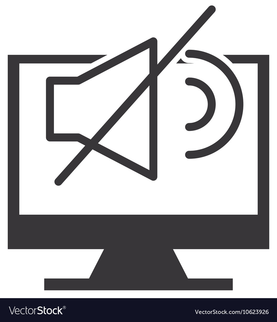 Monitor computer with button audio menu Royalty Free Vector