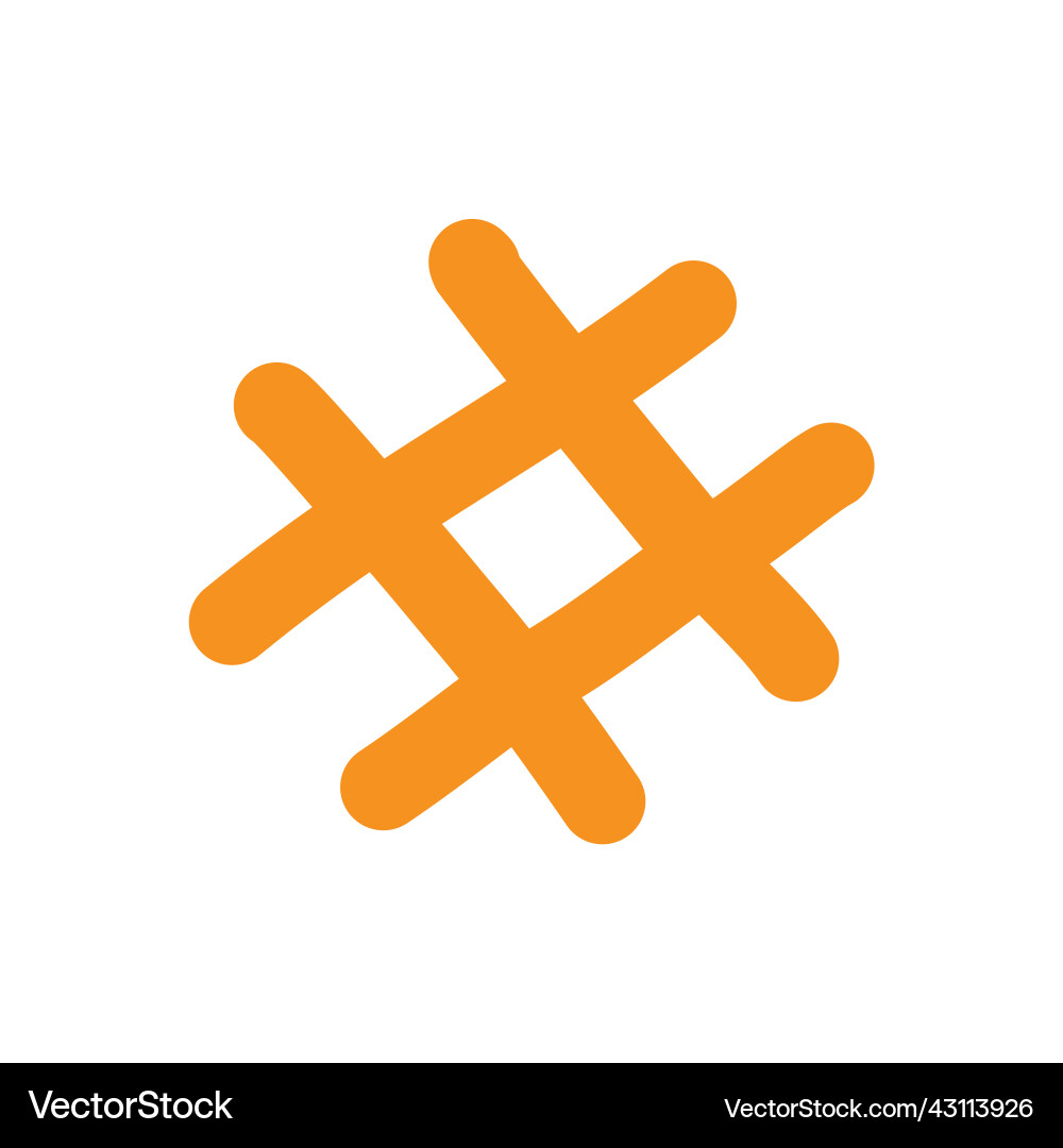 Orange hash tag sign mark icon on white background