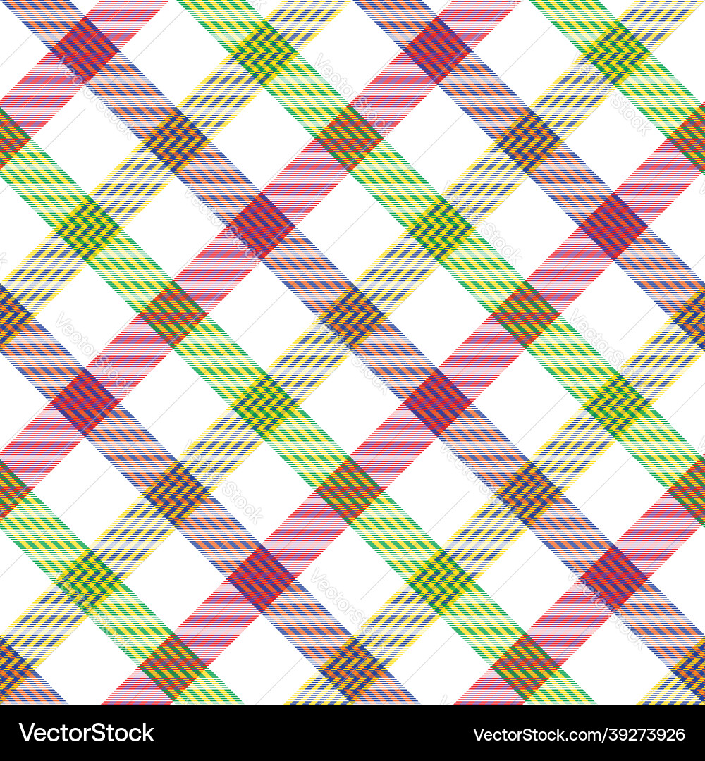 Rainbow diagonal plaid tartan textured seamless Vector Image