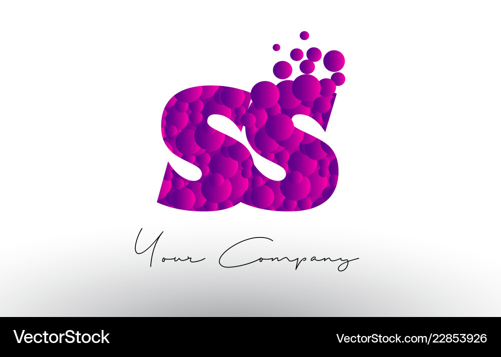 Ss s dots letter logo with purple bubbles Vector Image