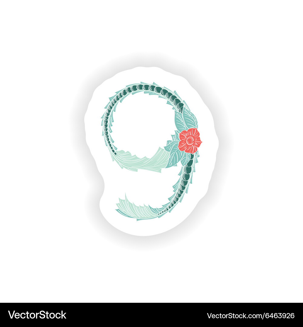 Stiker Abstract number 9 logo icon in Blue Vector Image