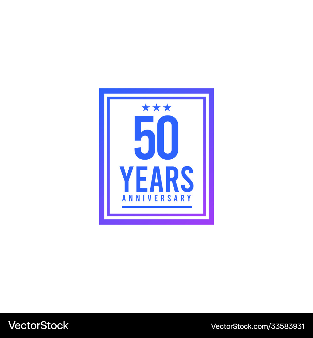 50 years anniversary blue square design logo Vector Image