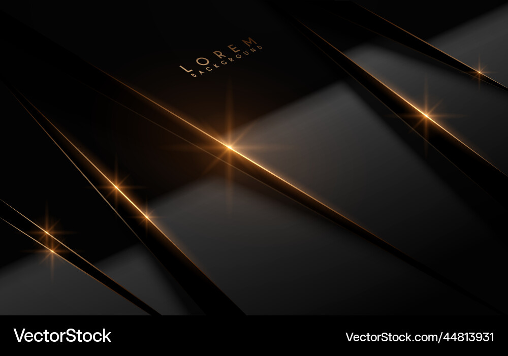 Abstract black and gold shapes with glow effect Vector Image