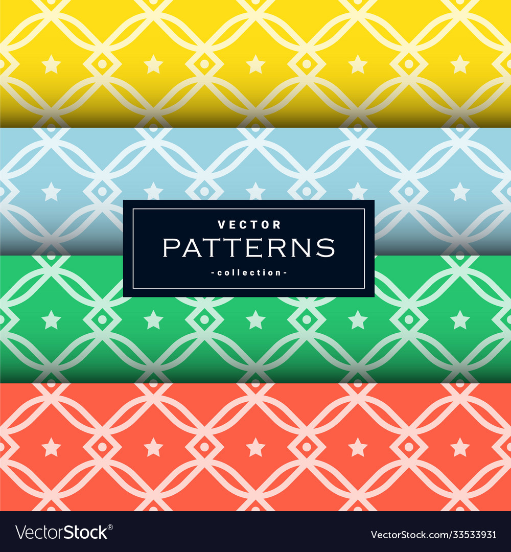Abstract seamless geometric patterns set in four Vector Image
