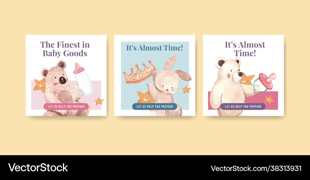 Ads template with baby shower design concept Vector Image