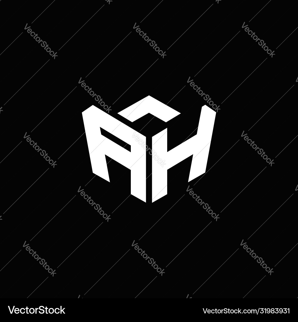 Ah logo monogram with emblem style ribbon design Vector Image