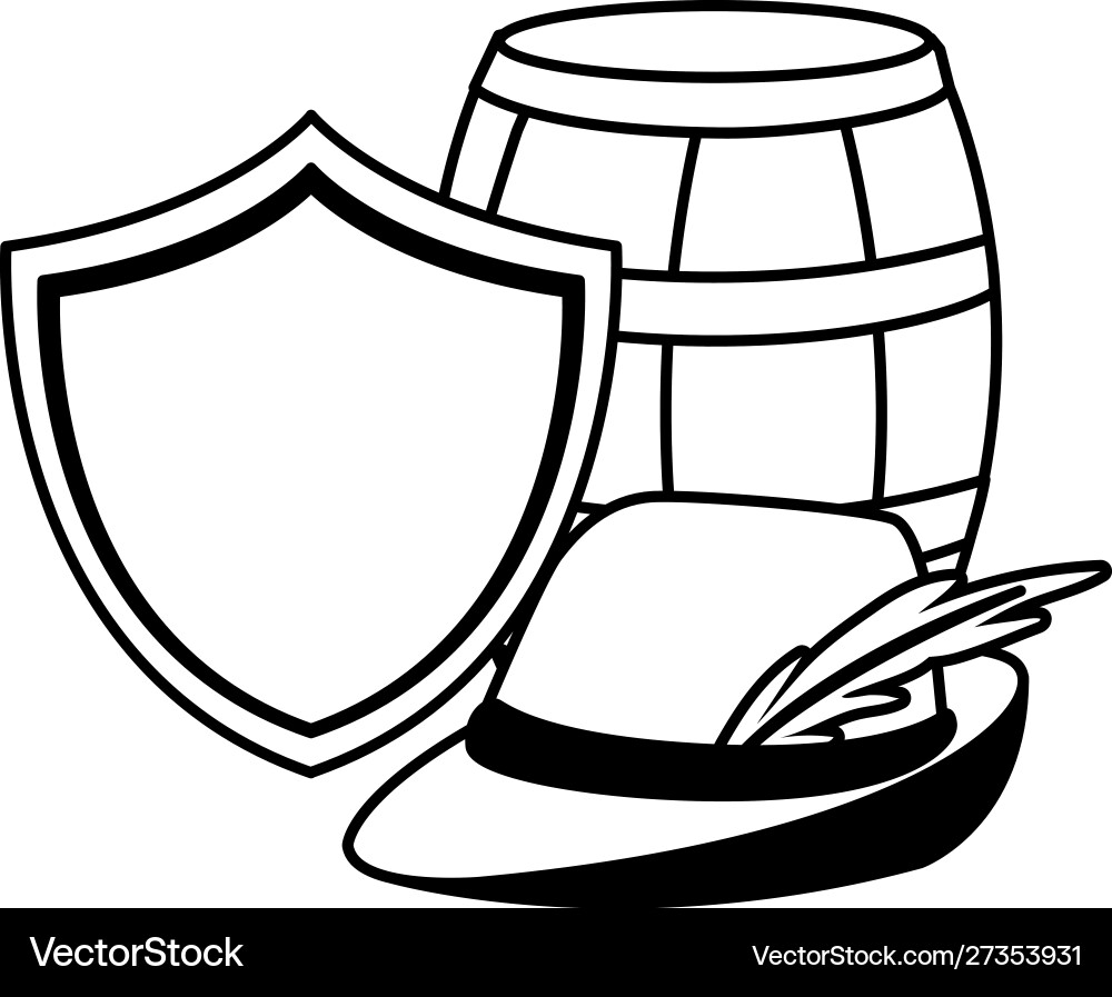 Barrel beer with german hunting hat in white Vector Image