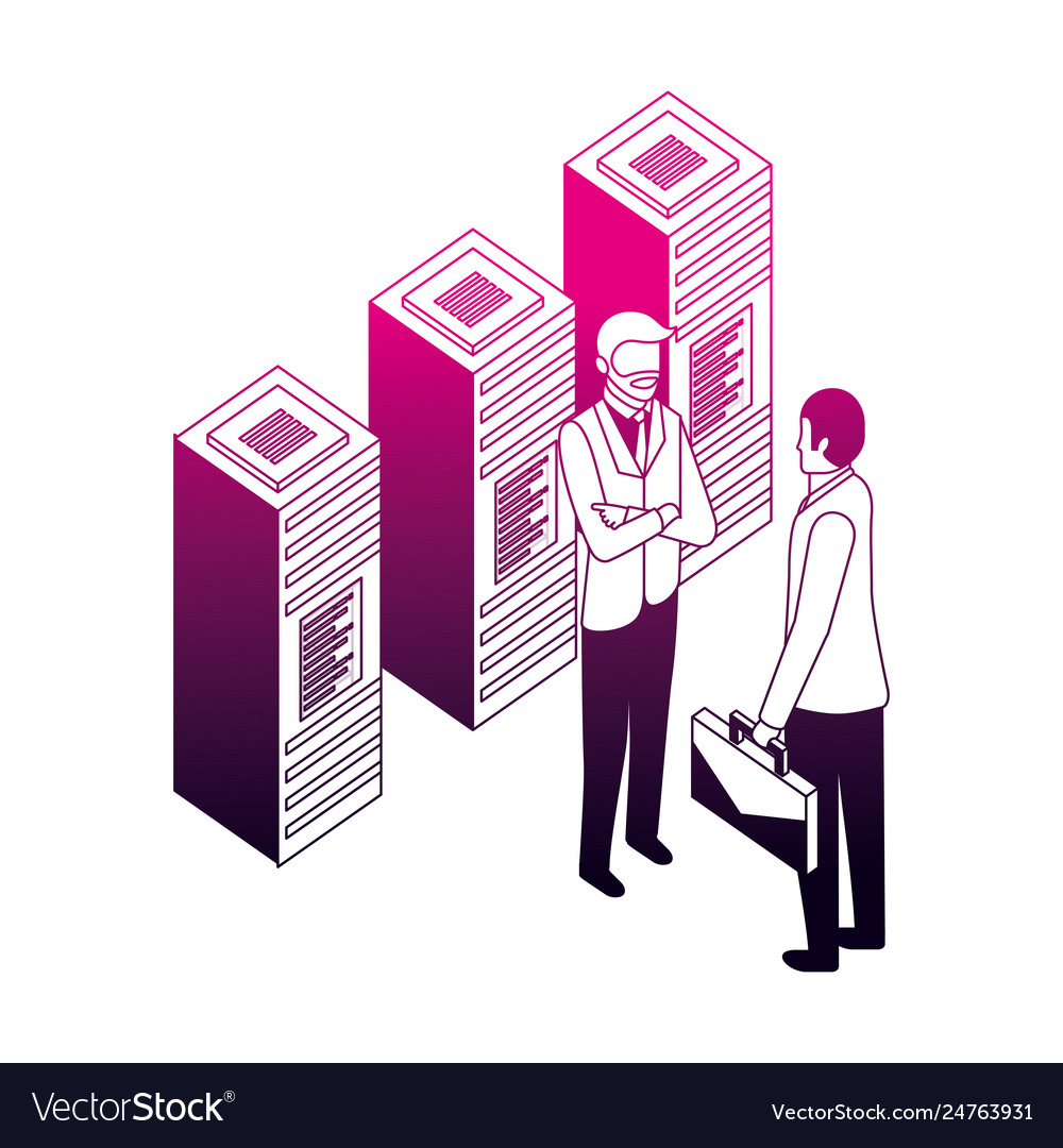 Businessmen with data server center technology Vector Image