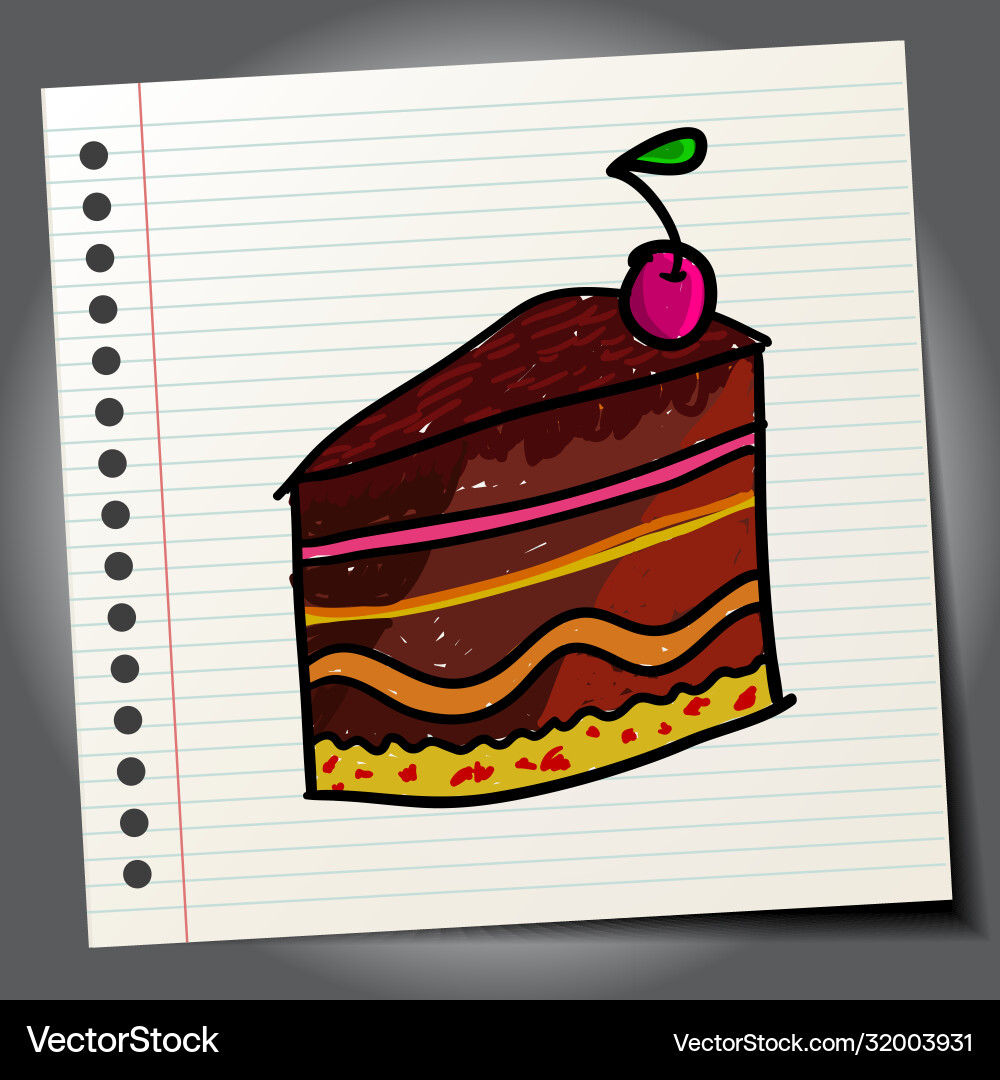 Cake hand drawn colorful cartoon style Royalty Free Vector