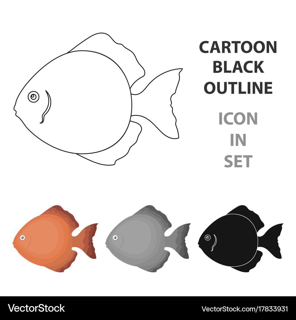 Discus fish icon cartoon singe aquarium Royalty Free Vector