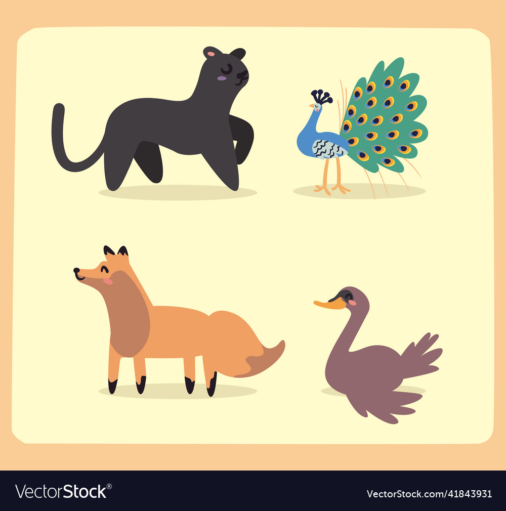 Four different animals Royalty Free Vector Image
