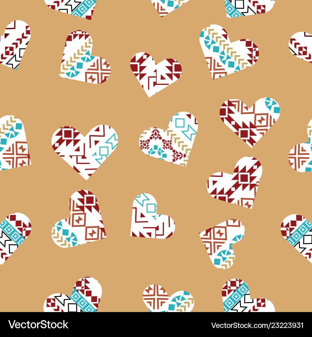 Hearts with tribal background Royalty Free Vector Image