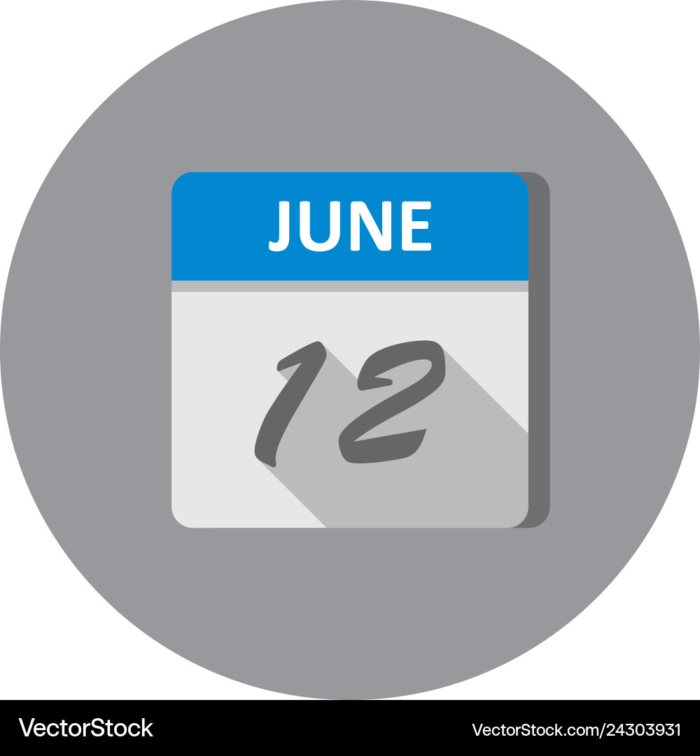 June 12th date on a single day calendar Royalty Free Vector