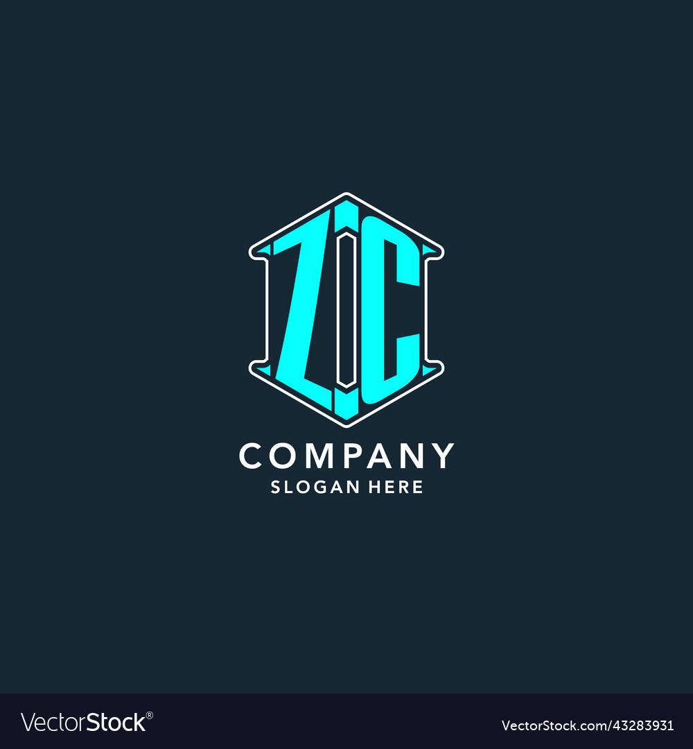 Letter zc logo with hexagon shape geometric style Vector Image