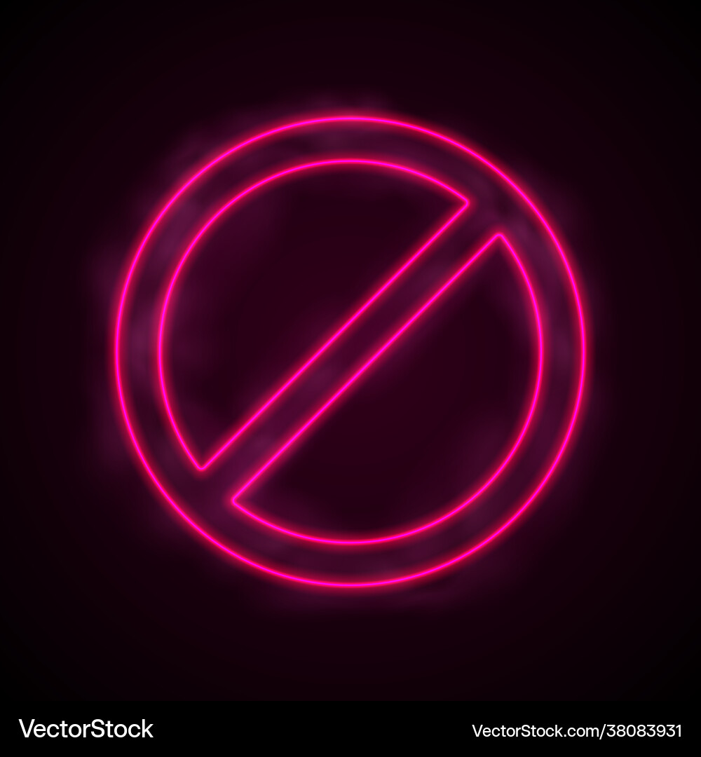 Not allowed sign neon glowing graphic design Vector Image
