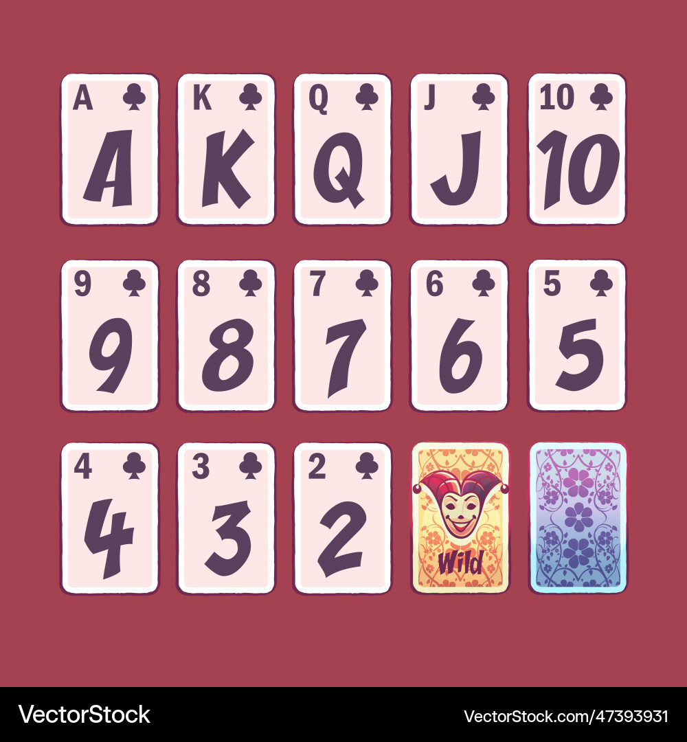 Playing clubs card set - original cards Royalty Free Vector