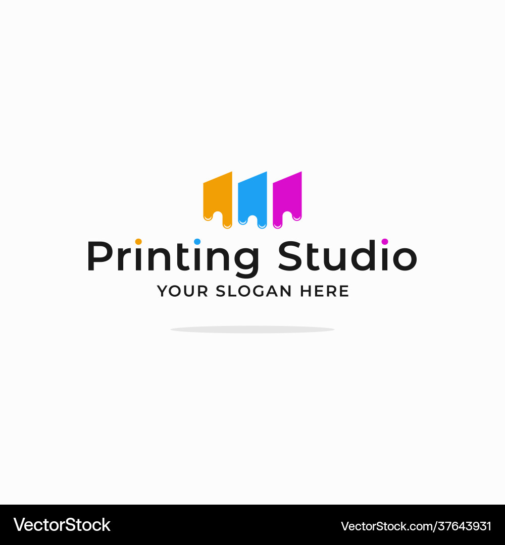 Printing studio logo company sign white Royalty Free Vector