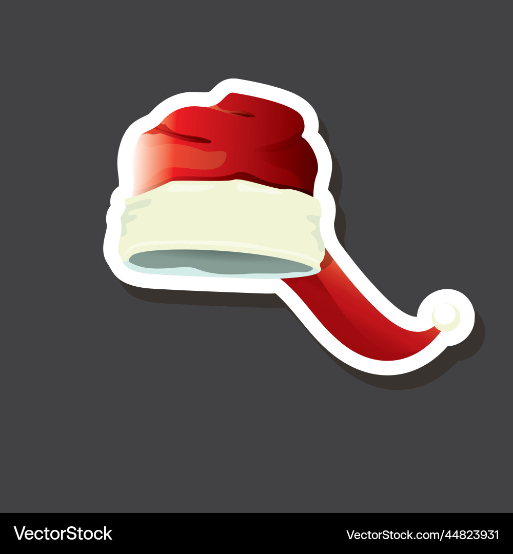 Red funky santa claus hat sticker icon Royalty Free Vector