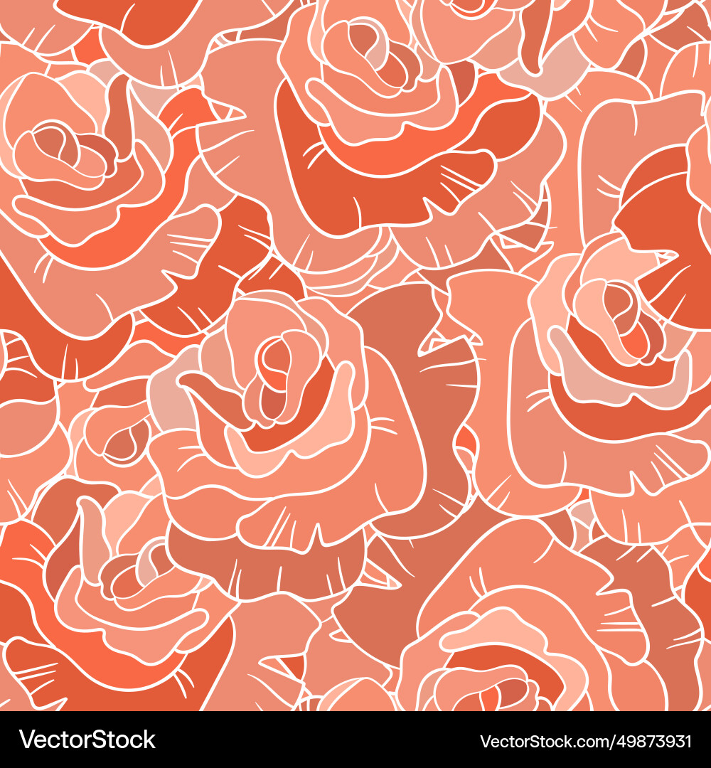 Seamless floral pattern with pink roses cartoon Vector Image