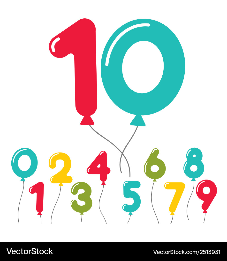 Set birthday party balloon numbers Royalty Free Vector Image