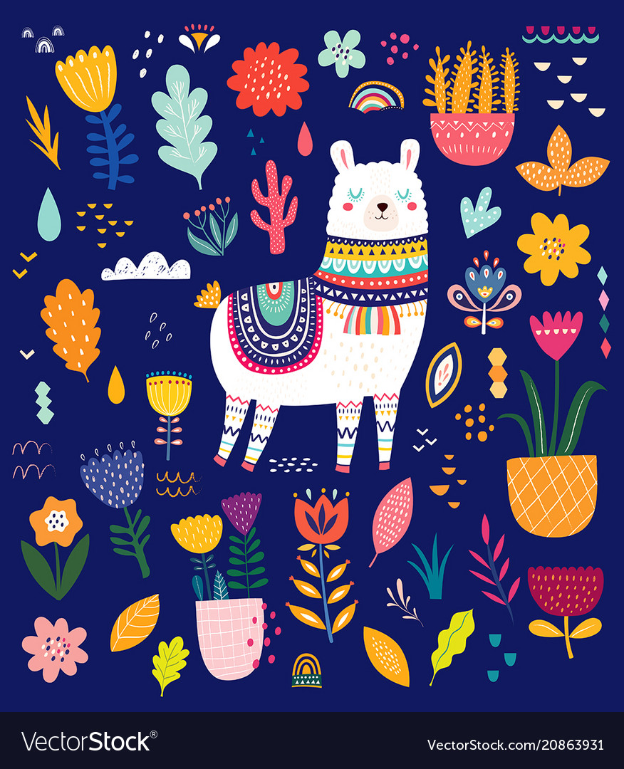 Set with llama Royalty Free Vector Image - VectorStock