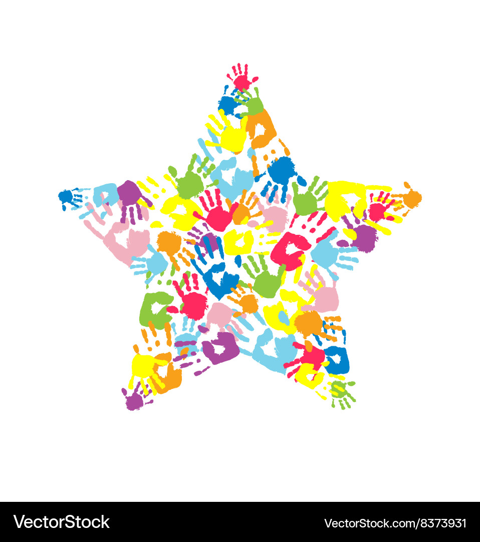 Star made of the handprints Royalty Free Vector Image