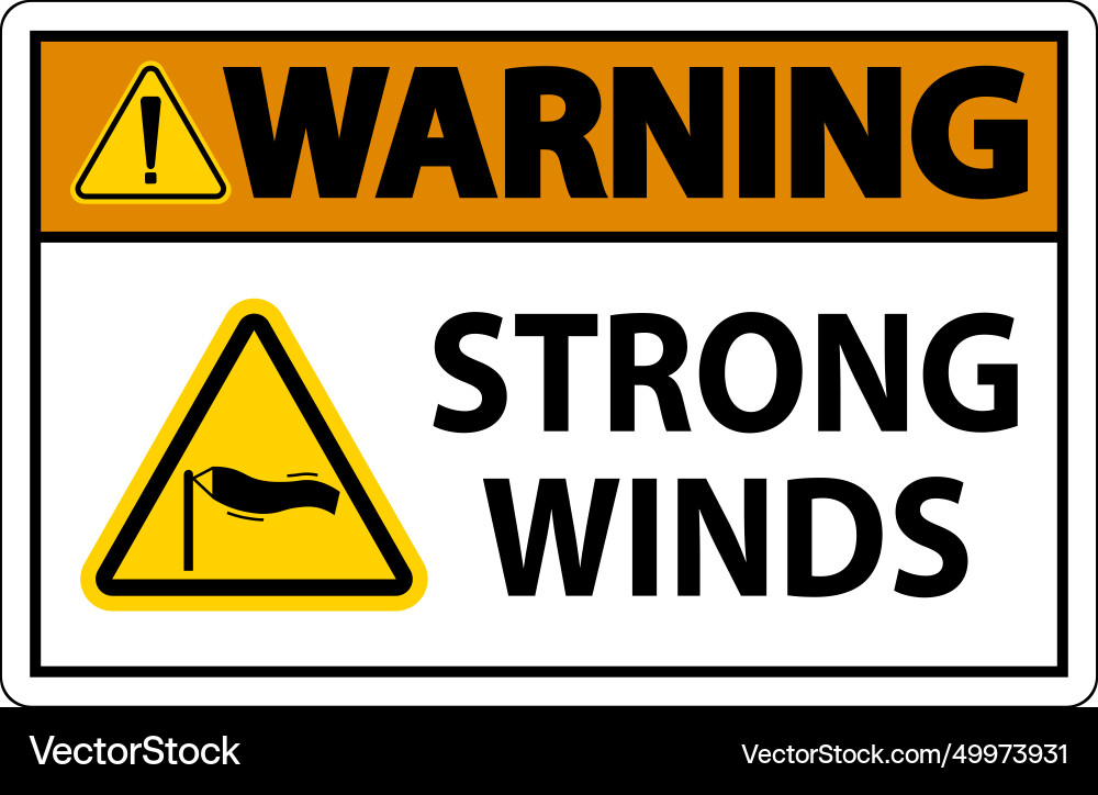 Water safety sign warning - strong winds Vector Image