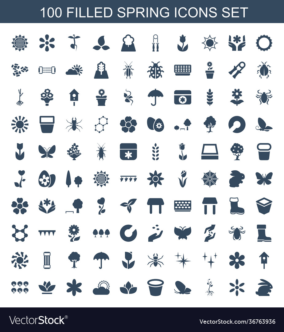 100 spring icons Royalty Free Vector Image - VectorStock