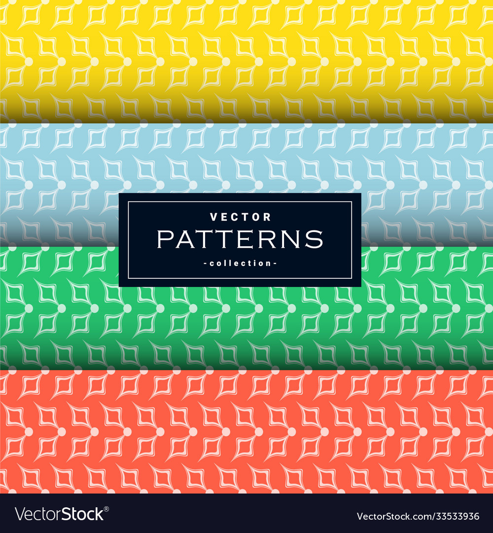 Abstract seamless geometric patterns set in four Vector Image