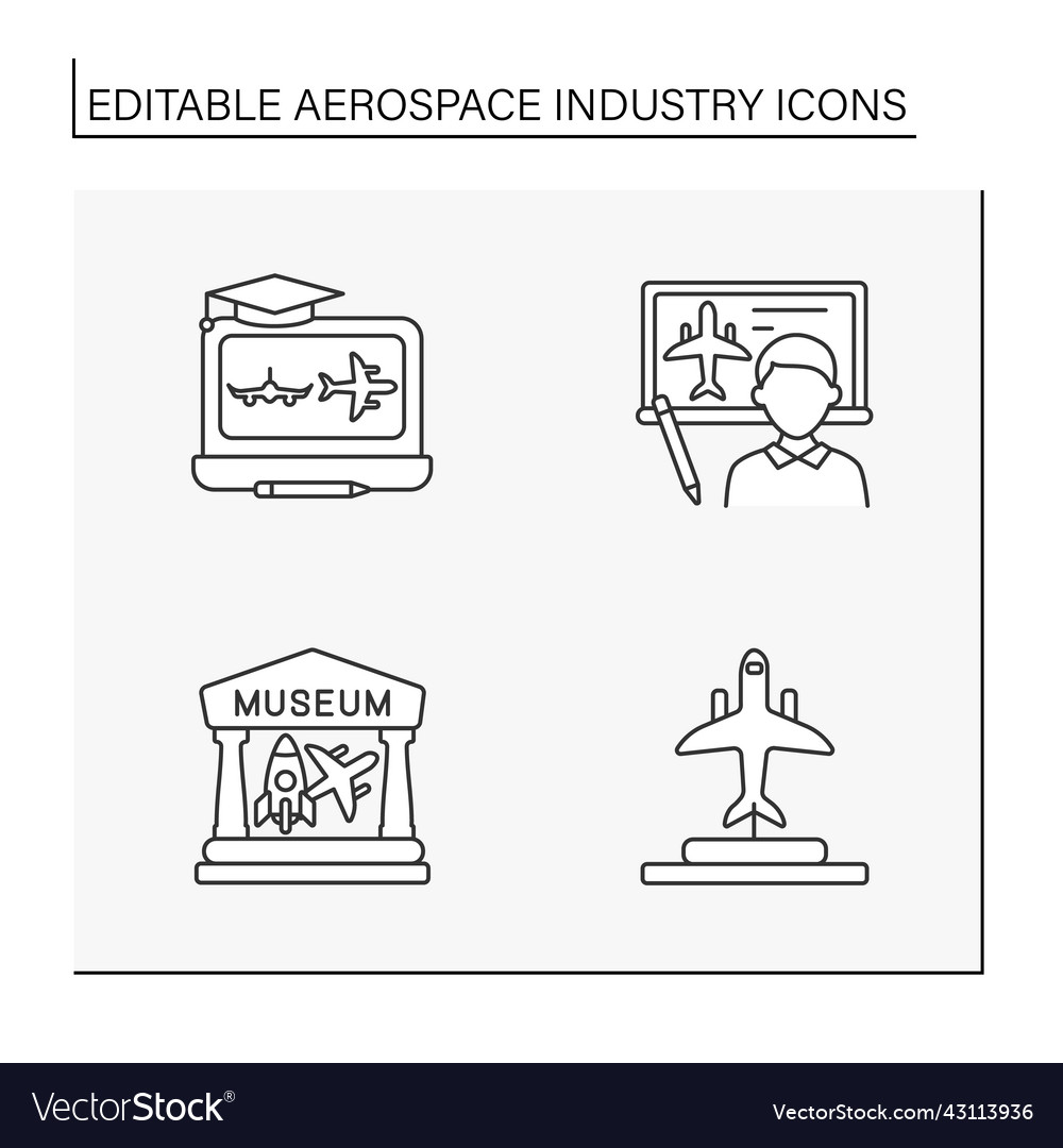 Aerospace industry line icons set Royalty Free Vector Image Aerospace industry line icons set Royalty Free Vector Image