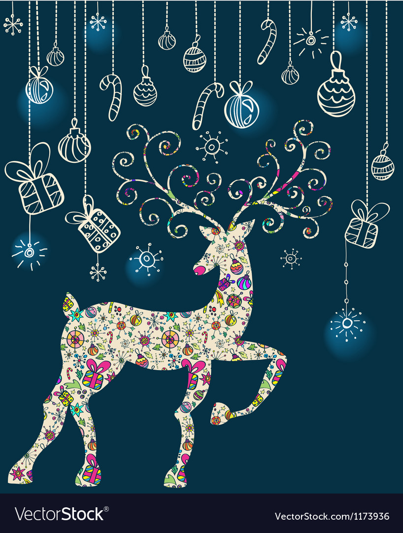 Christmas deer Royalty Free Vector Image - VectorStock