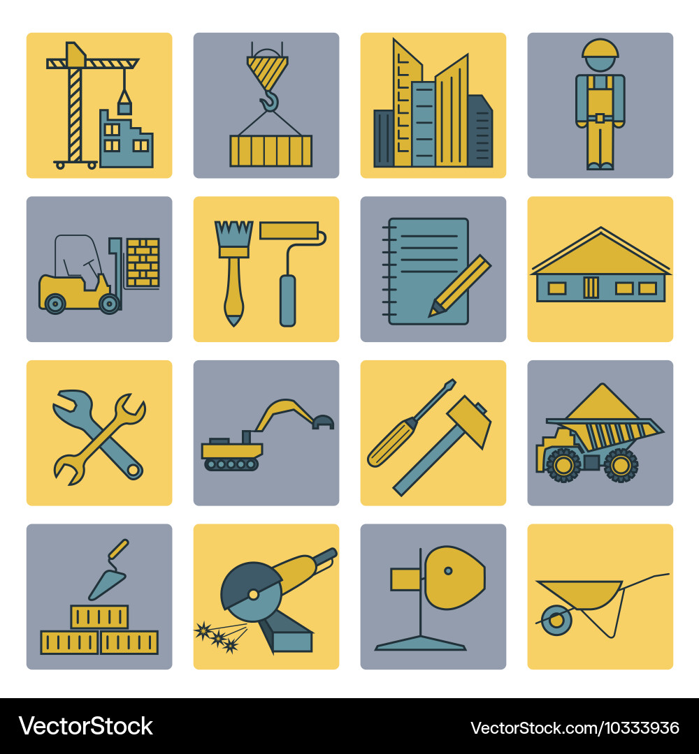 Construction and house repair icon set thin line Vector Image