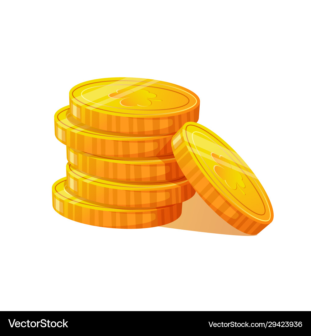 Golden leprechaun coins isolated on white Vector Image
