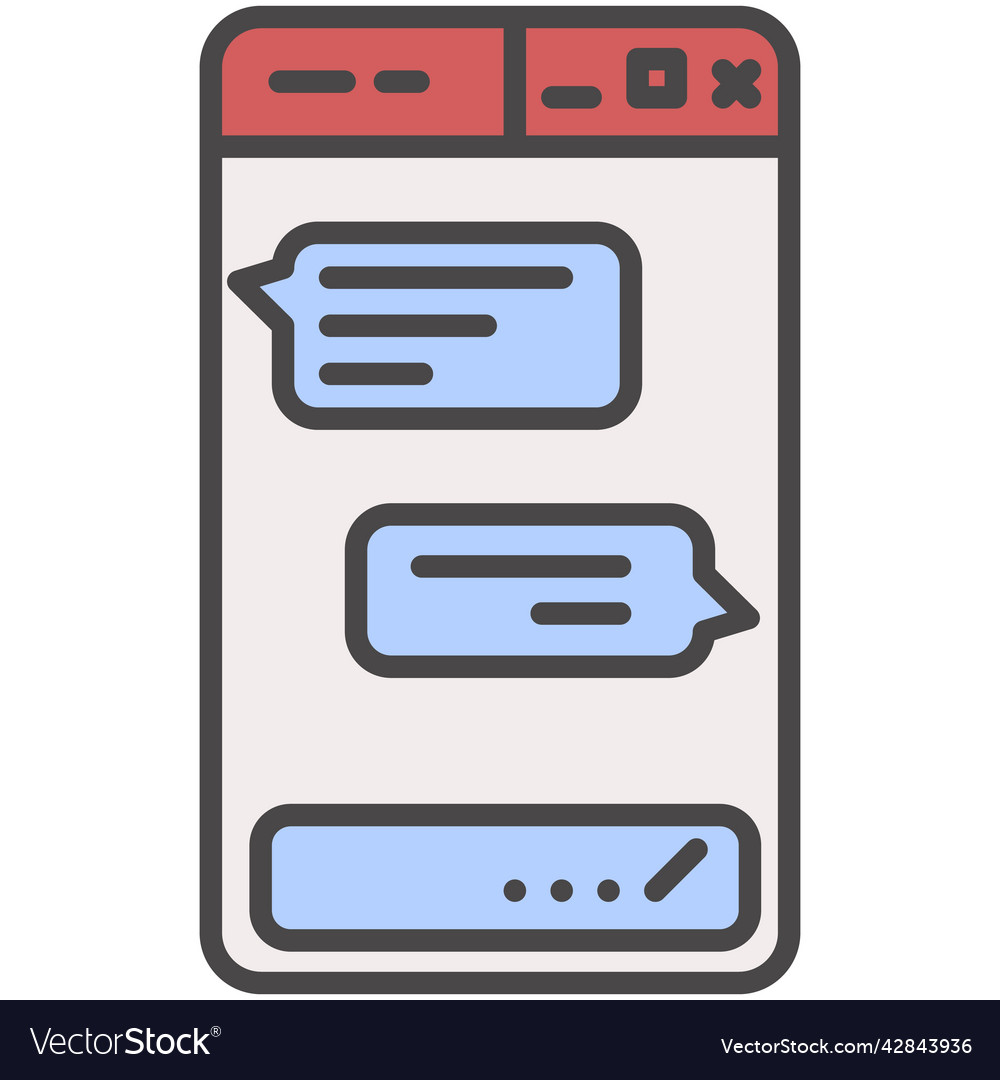 Mobile chatbox interface flat outline icon Vector Image Mobile chatbox interface flat outline icon Vector Image