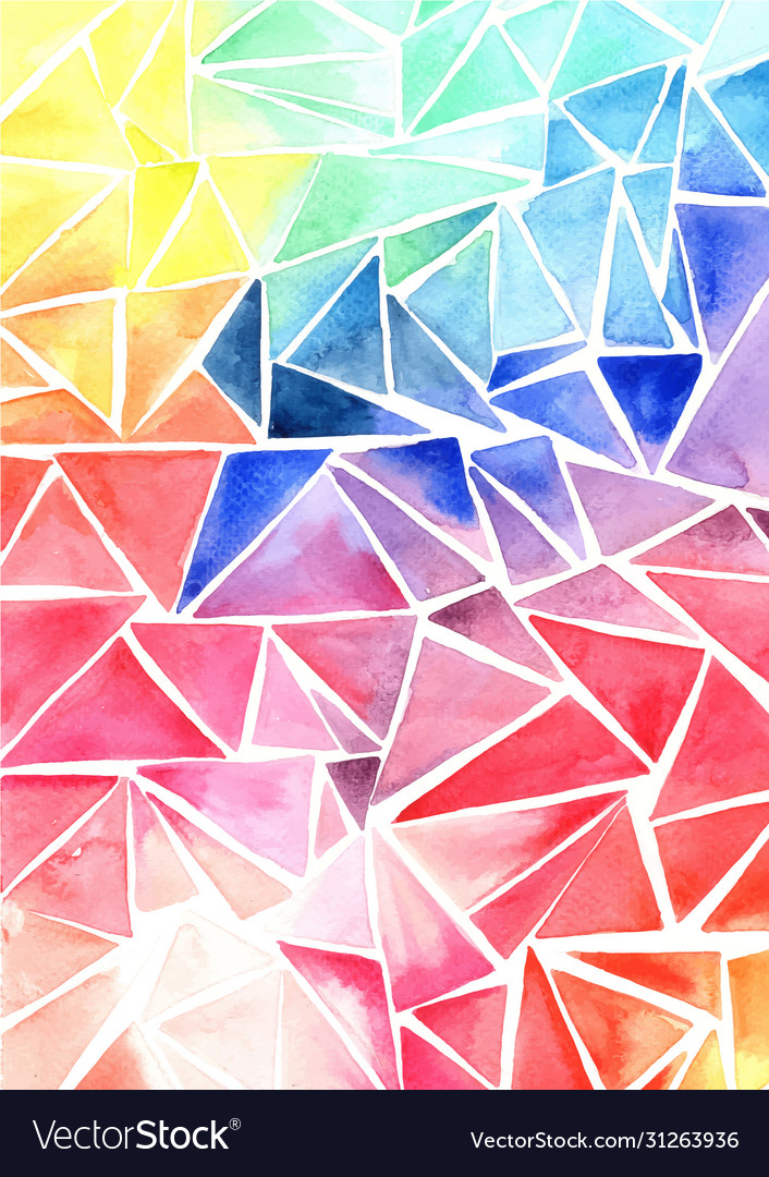 Rainbow colorful triangle shape watercolor Vector Image
