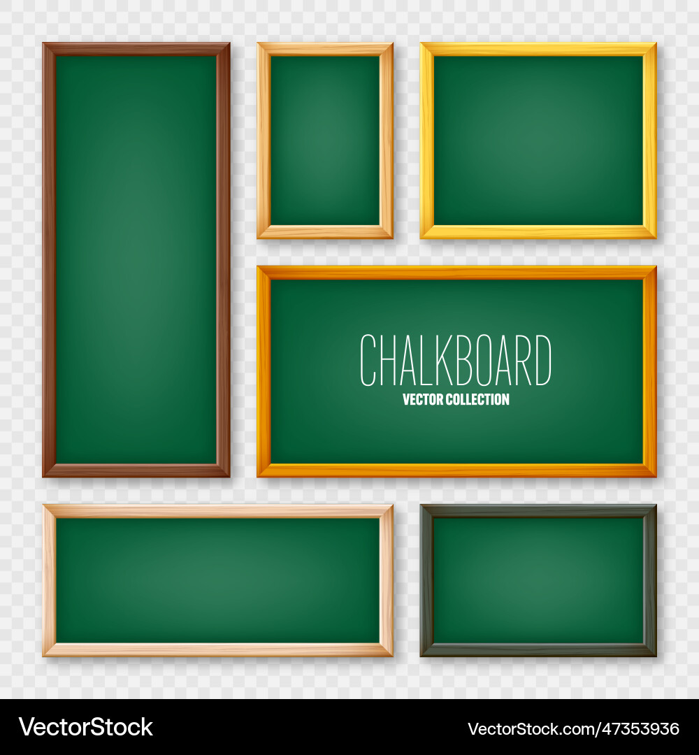 Realistic various chalkboards in a wooden frame Vector Image