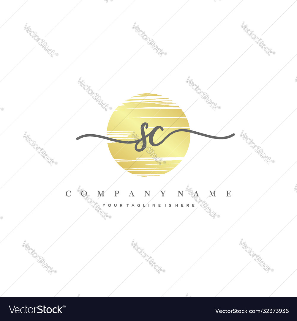 Sc initial handwriting logo Royalty Free Vector Image