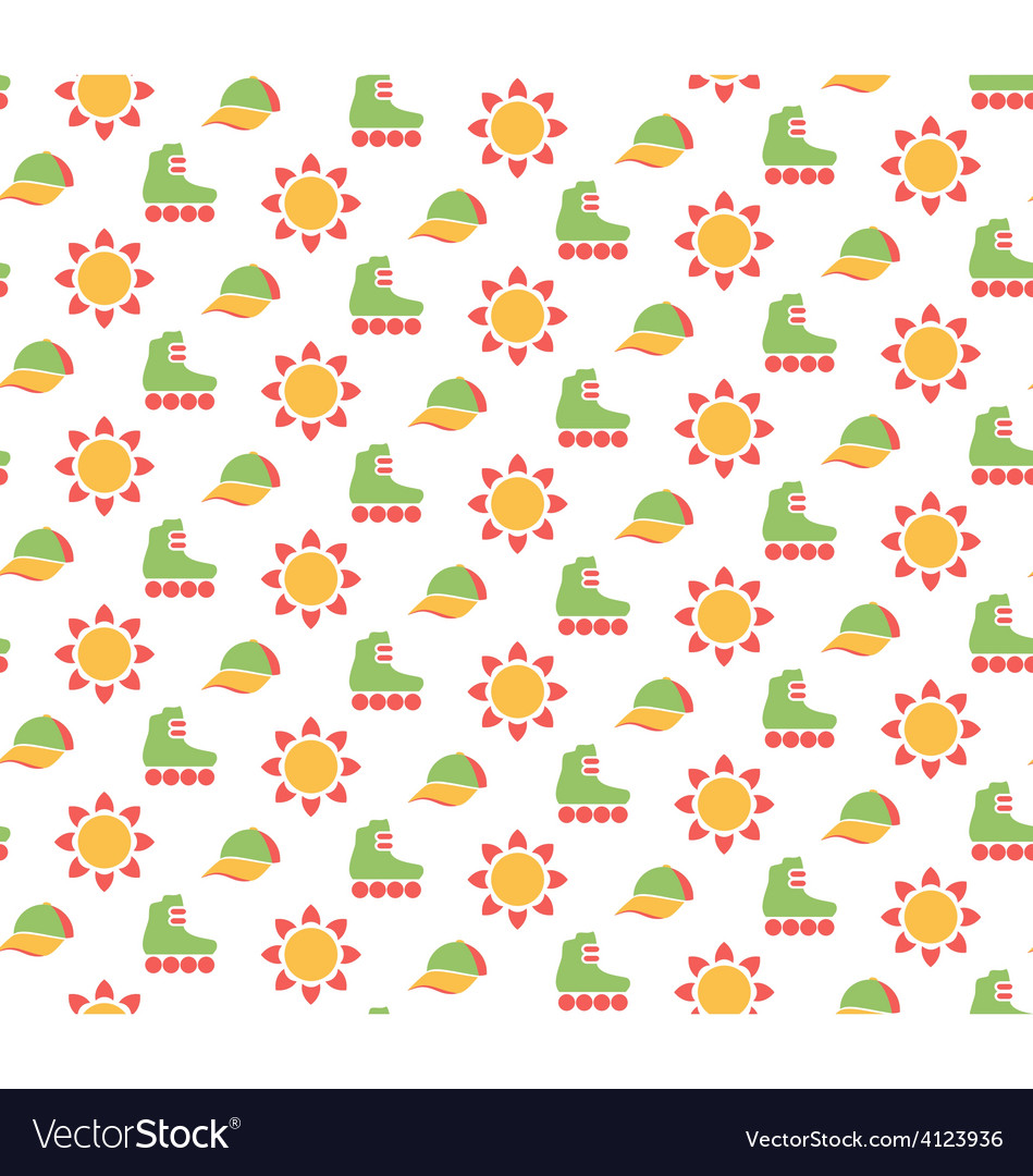 Spring seamless pattern with baseball caps rollers