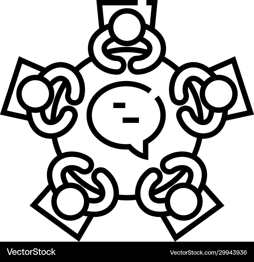 Team discussion line icon concept sign outline Vector Image