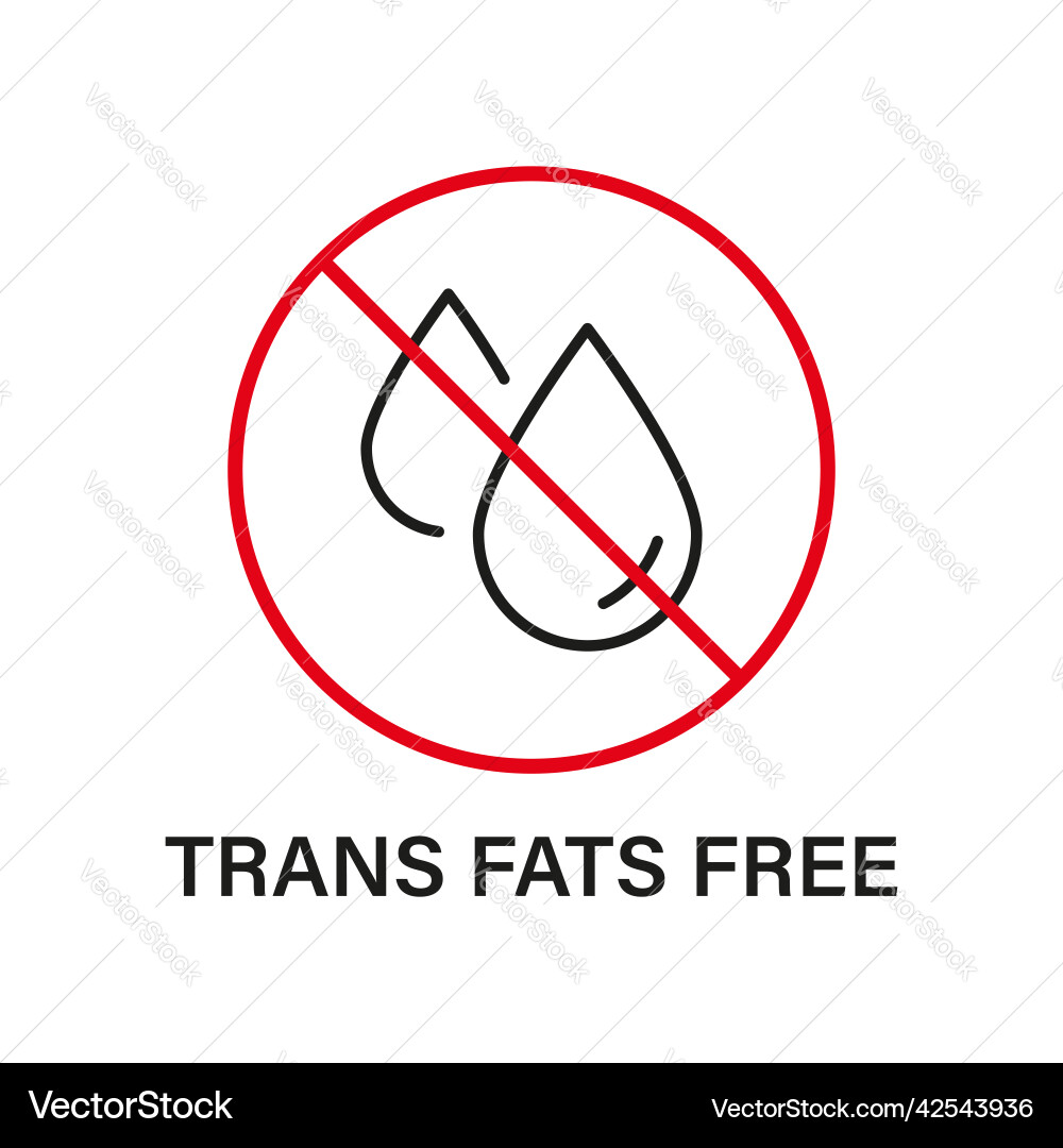 Trans fat red stop outline sign free fat Vector Image